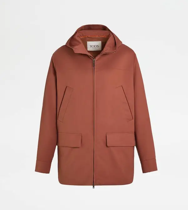 TOD'S Short Parka In Technical Canvas - Brown