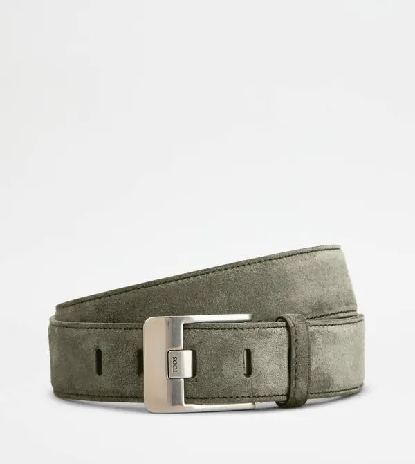 TOD'S Suede Belt With Branded Buckle