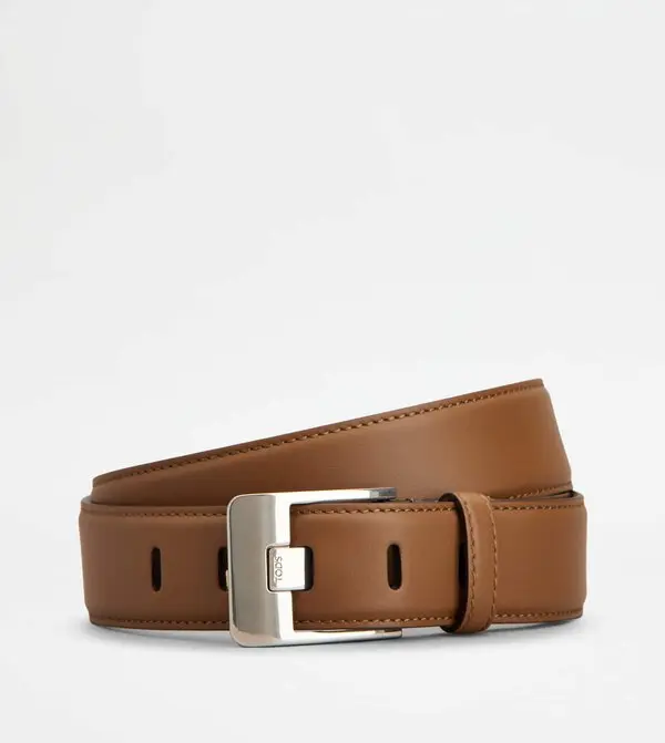 TOD'S Leather Belt With Metal Buckle