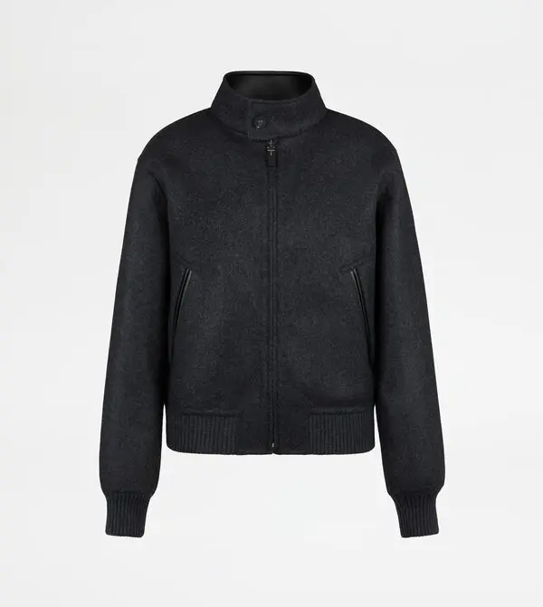 TOD'S Bomber Jacket In Double Cashmere - Grey
