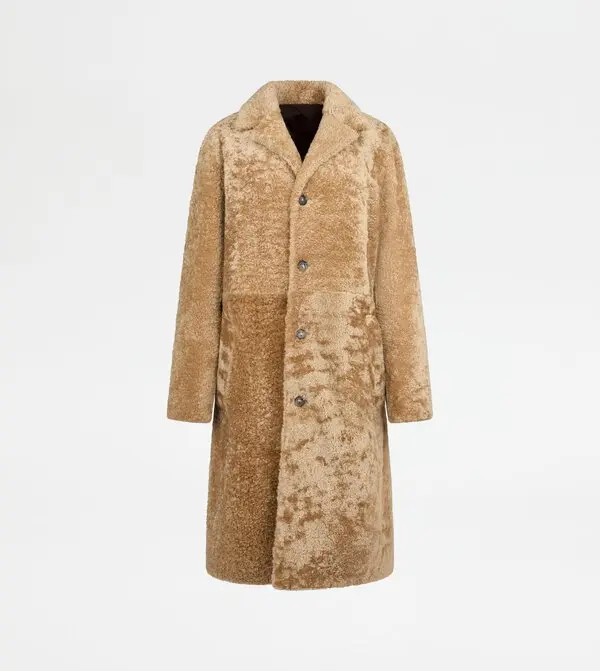 TOD'S Shearling Coat With Leather Belt