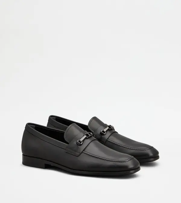 TOD'S Leather Loafers With Metal T-clamp