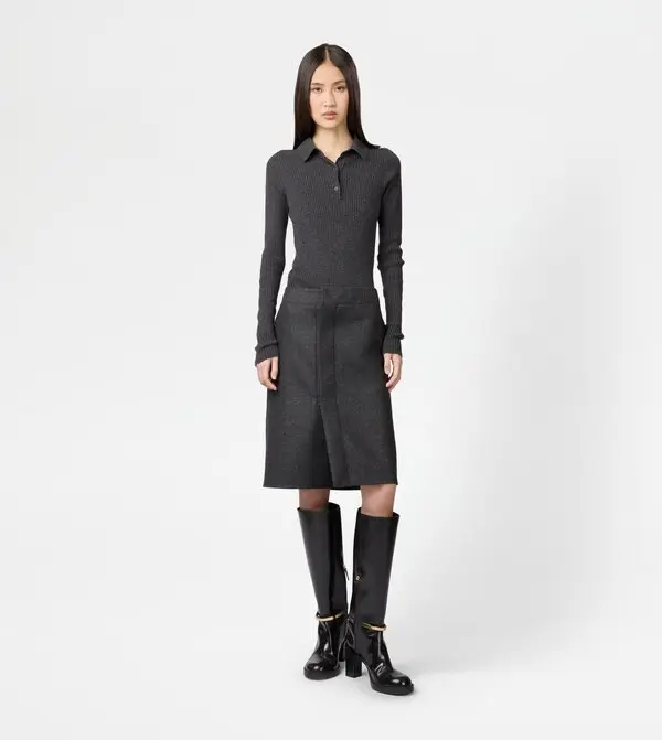 TOD'S Double Cashmere Skirt With T-stitching