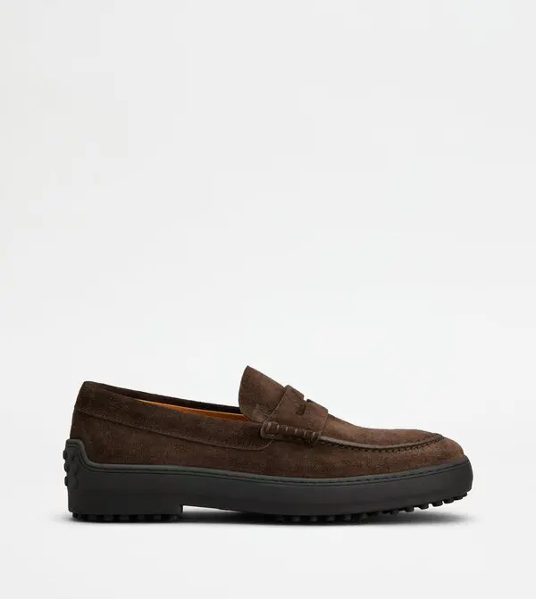 TOD'S Winter Gommino Suede Loafers - Brown
