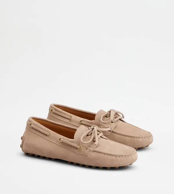 TOD'S Gommino Suede Boat Loafers - Pink