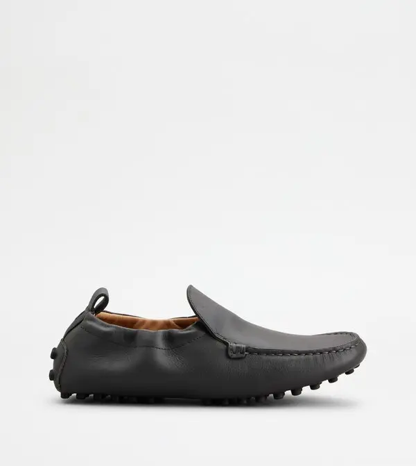 TOD'S Glove Gommino Leather Loafers - Grey