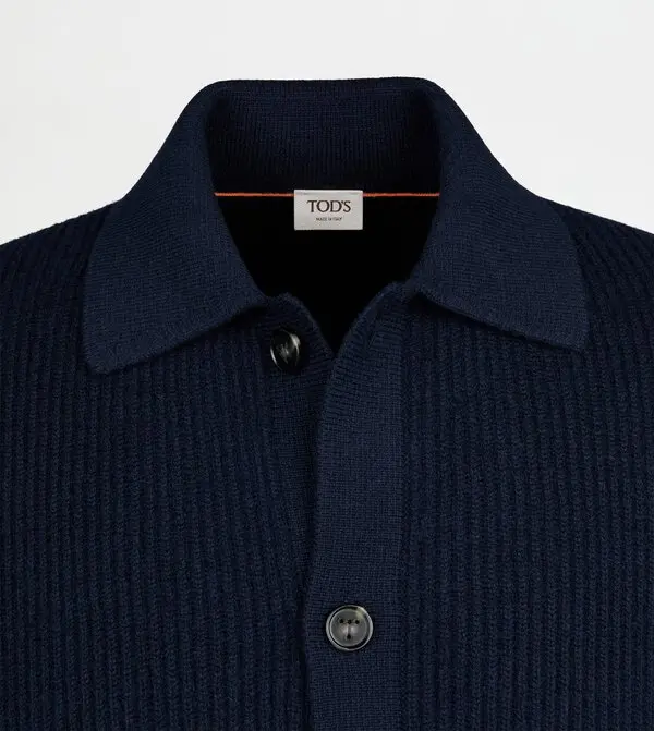 TOD'S Cashmere Blend Polo Cardigan - Blue