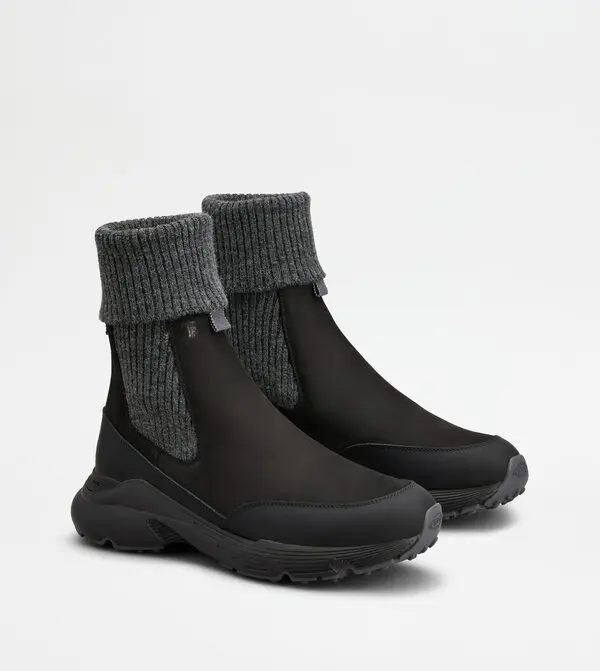 TOD'S Chelsea Boots In Nubuck And Knit