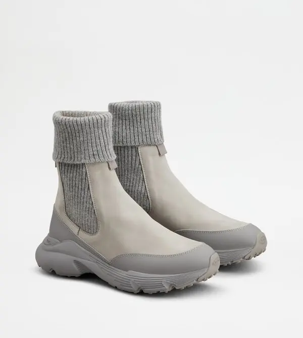 TOD'S Chelsea Boots In Nubuck And Knit