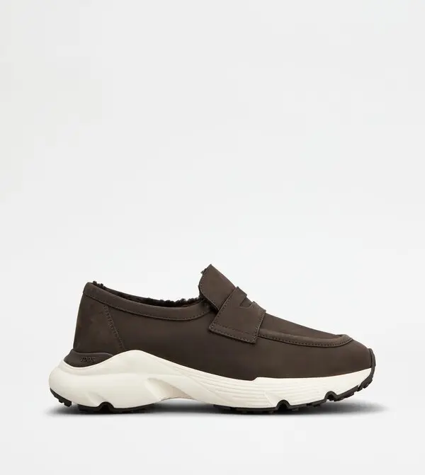 TOD'S Sporty Loafers In Nubuck With Shearling Lining