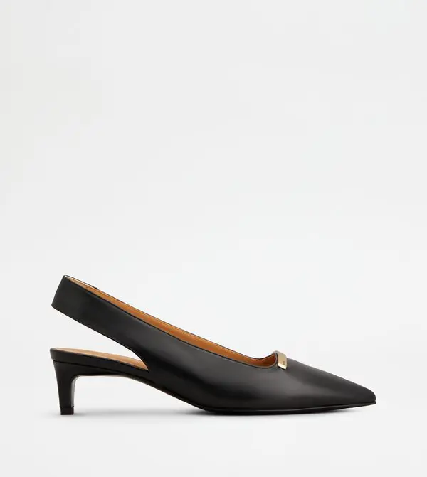 TOD'S Slingback Leather Pumps - Black
