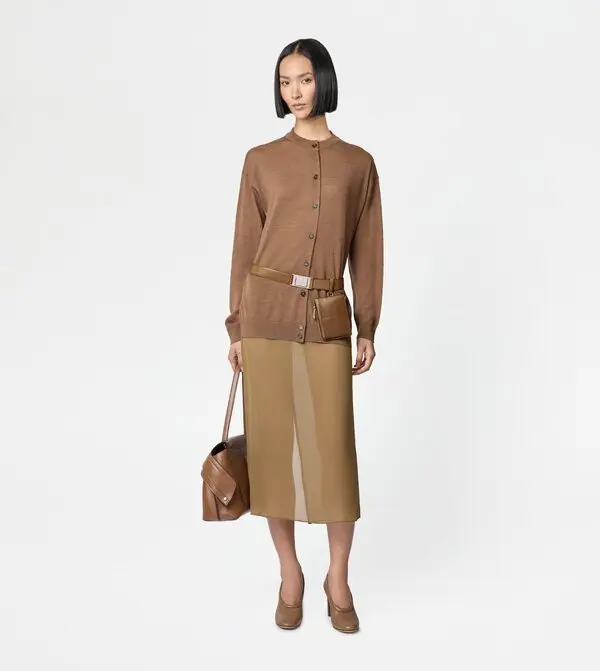 TOD'S Cardigan In Merino Wool With T-stitching