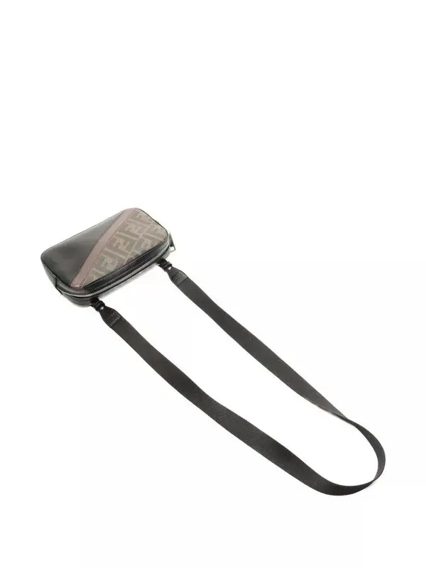 Fendi Zucca Diagonal Shoulder Bag - Black