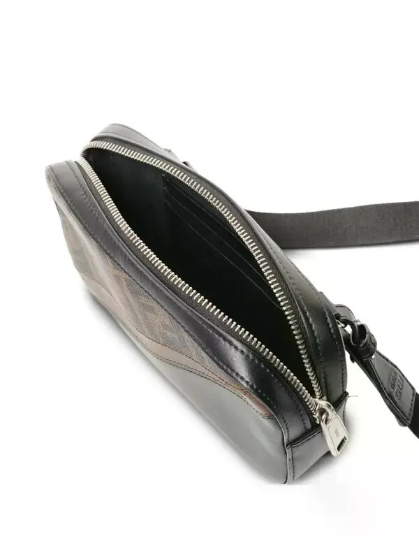 Fendi Zucca Diagonal Shoulder Bag - Black