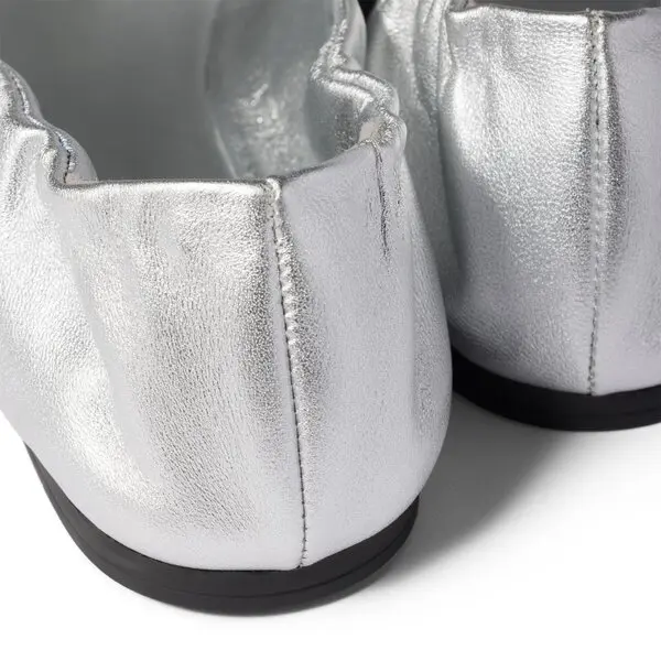 Miu Miu Ruched Nappa Leather Ballerinas - Silver