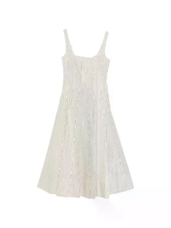 Staud Striped Midi A-line Dress