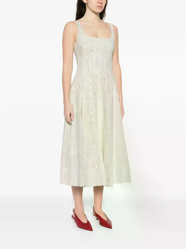 Staud Striped Midi A-line Dress