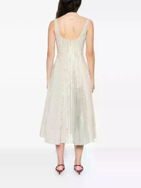 Staud Striped Midi A-line Dress