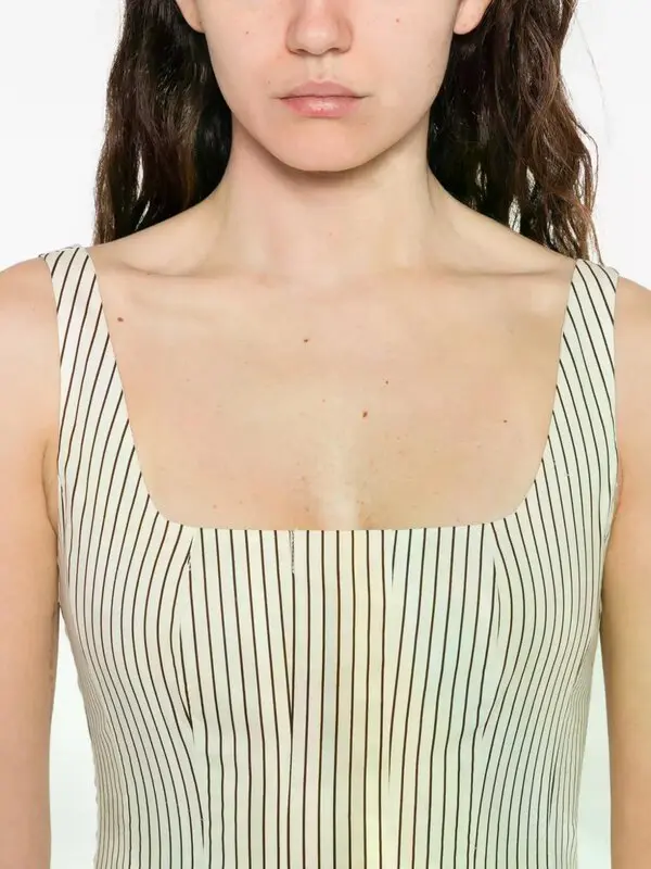 Staud Striped Midi A-line Dress