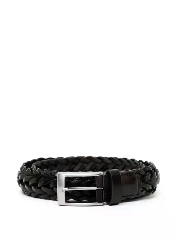 Canali Braided Leather Belt - Black