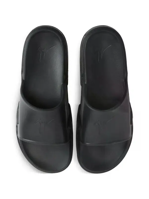 GIUSEPPE ZANOTTI Logo Rubber Slides - Black
