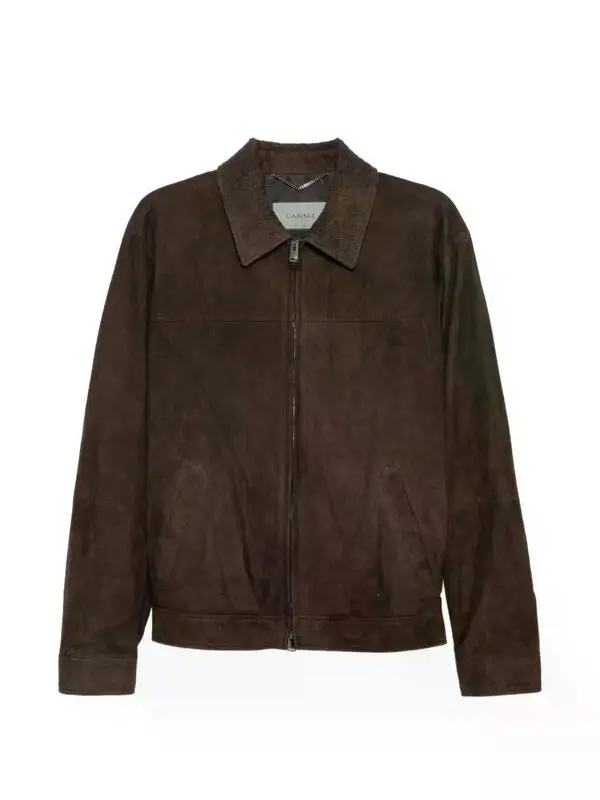 Canali Suede Zip Jacket - Brown