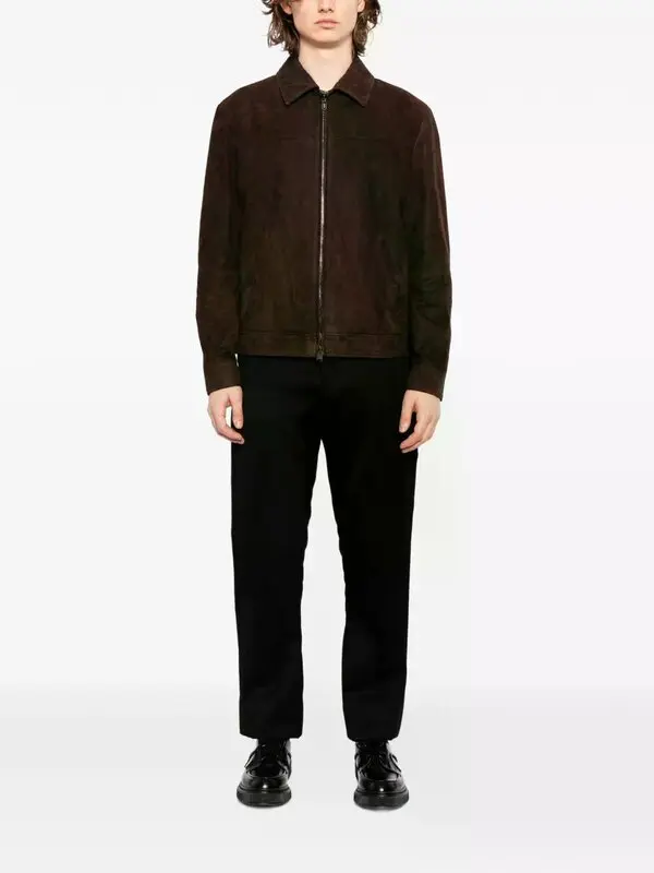 Canali Suede Zip Jacket - Brown