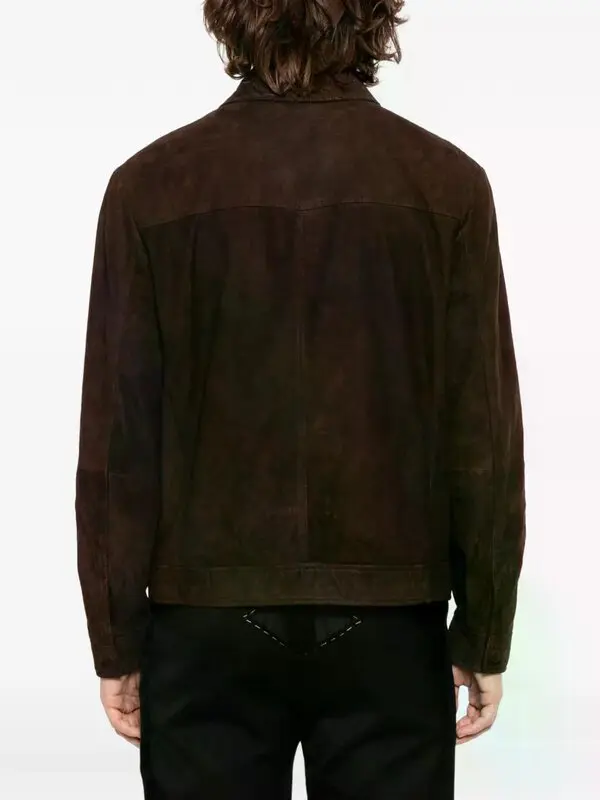 Canali Suede Zip Jacket - Brown