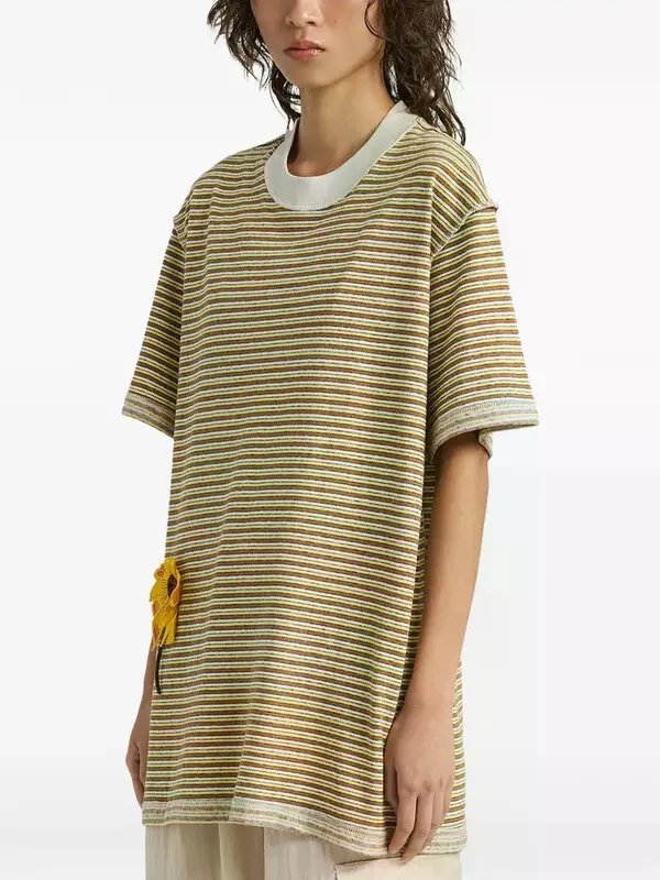 SONG FOR THE MUTE Striped T-shirt With Flower Detail