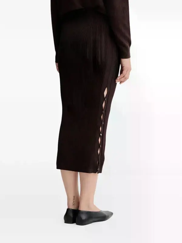 SESSUN Ribbed Button Detailed Midi Skirt