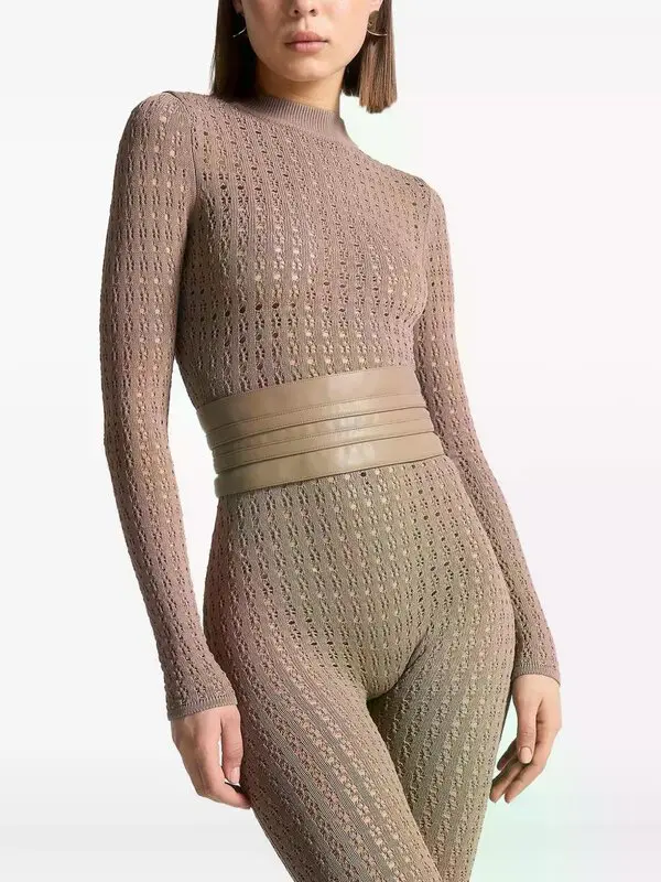 Manière De Voir Chantal Pointelle-knit Jumpsuit - Neutrals