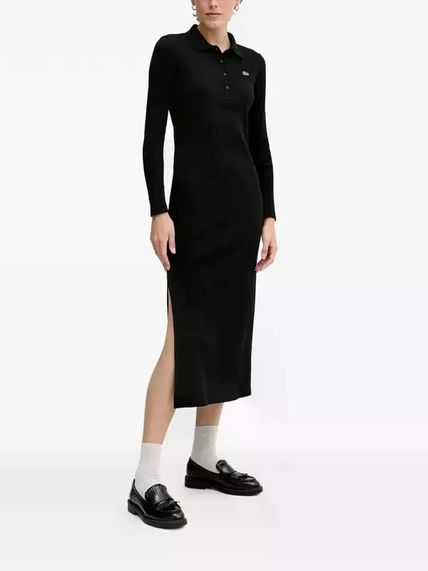 Lacoste Long-sleeved Ribbed Midi Dress