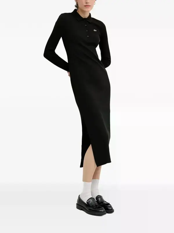 Lacoste Long-sleeved Ribbed Midi Dress