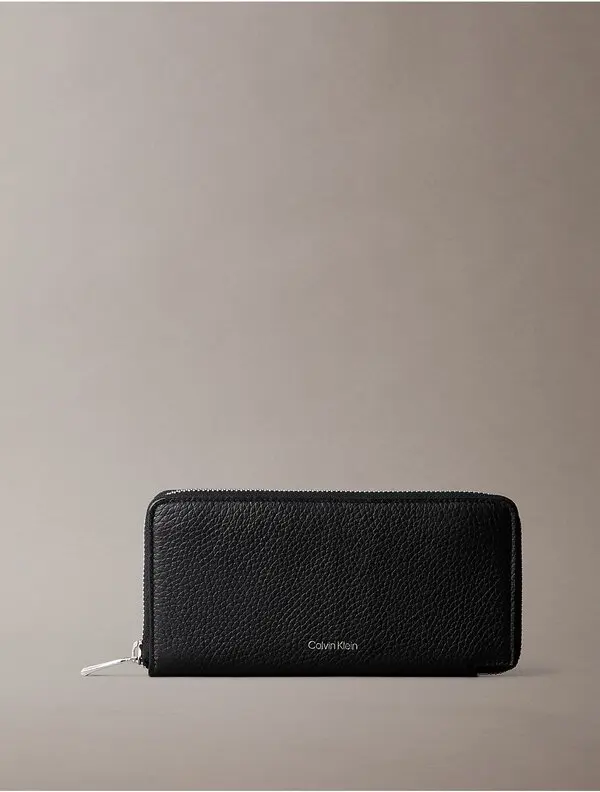 Calvin Klein Foil Embossed Logo Zip Wallet - Black