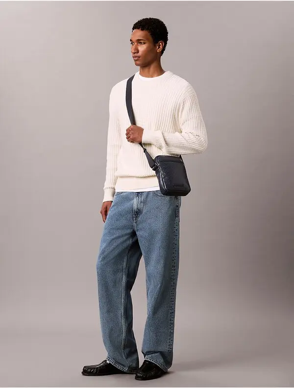 Calvin Klein Allover Emblem Logo Reporter Bag - Blue Nights