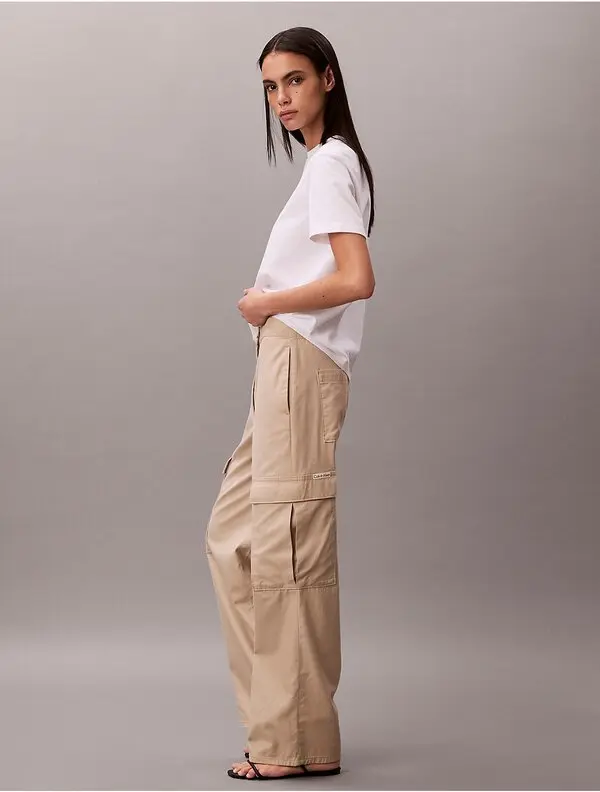 Calvin Klein Soft Twill Cargo Pants - White Pepper