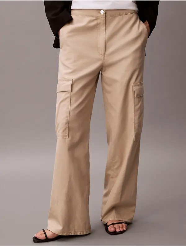 Calvin Klein Soft Twill Cargo Pants - White Pepper