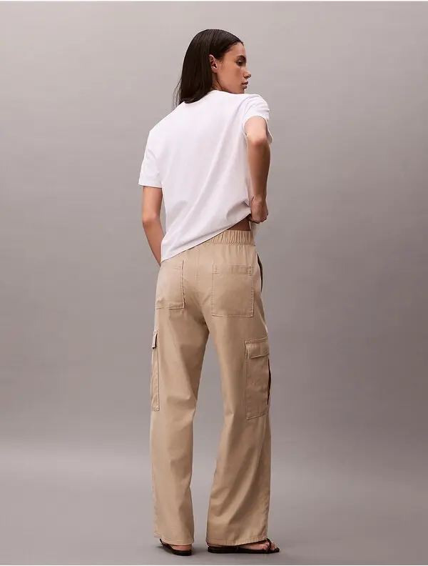 Calvin Klein Soft Twill Cargo Pants - White Pepper
