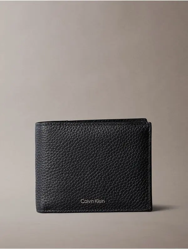 Calvin Klein Foil Embossed Logo Slim Trifold Wallet + Card Case - Black