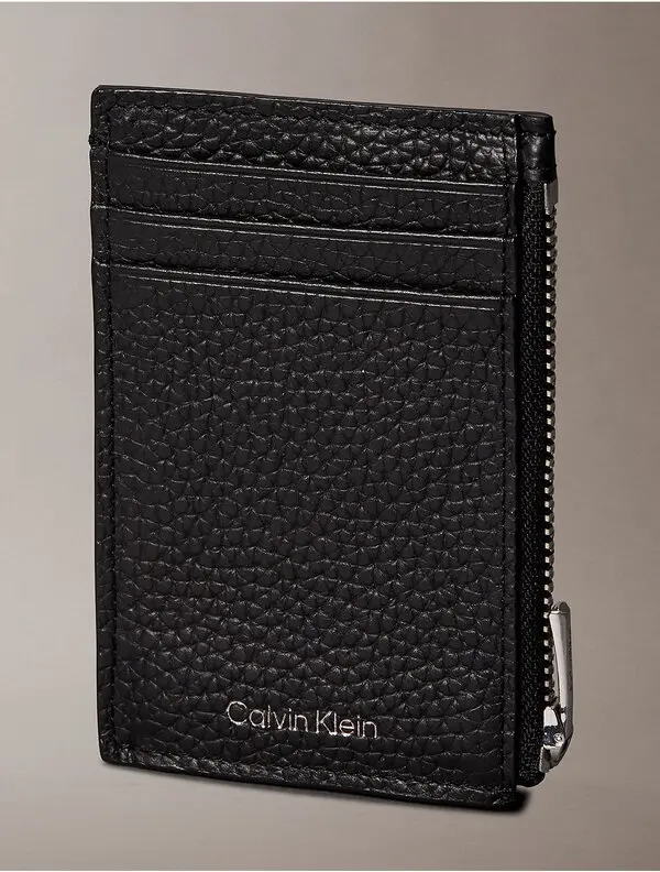 Calvin Klein Foil Embossed Logo Zip Card Case