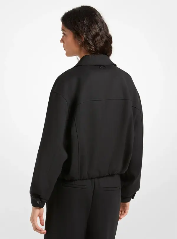 Michael Kors Stretch Wool Blend Twill Bomber Jacket