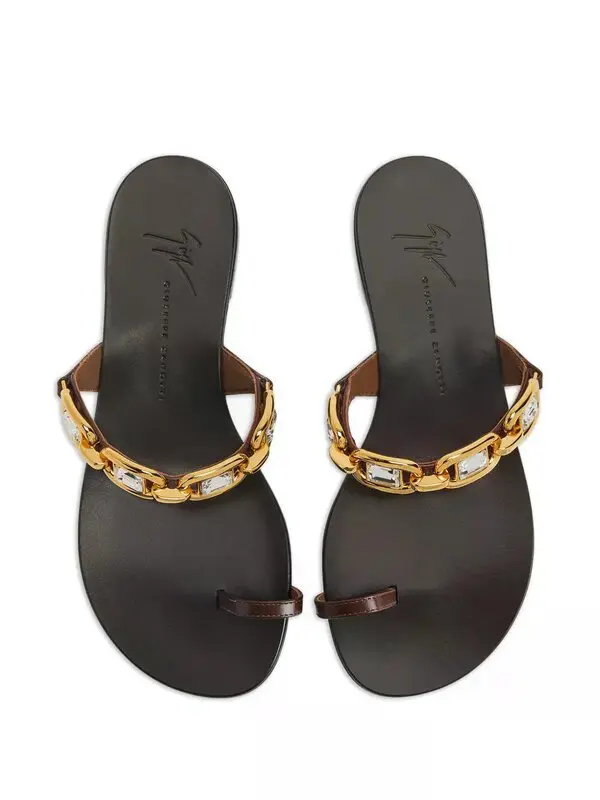 GIUSEPPE ZANOTTI Insomnya Crystal Flat Sandals - Brown