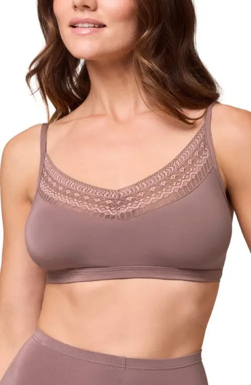 MONTELLE INTIMATES Bodybliss Lace Trim Bralette - Cappuccino