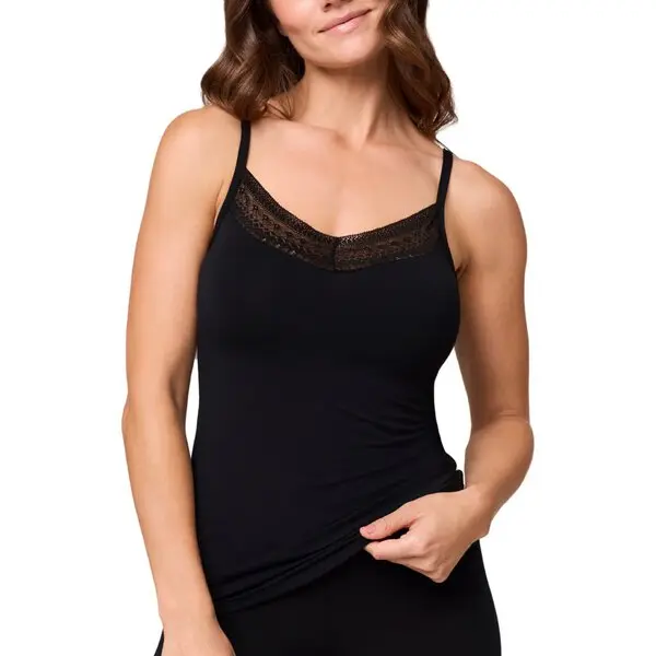 MONTELLE INTIMATES Bodybliss Lace Trim Camisole - Black