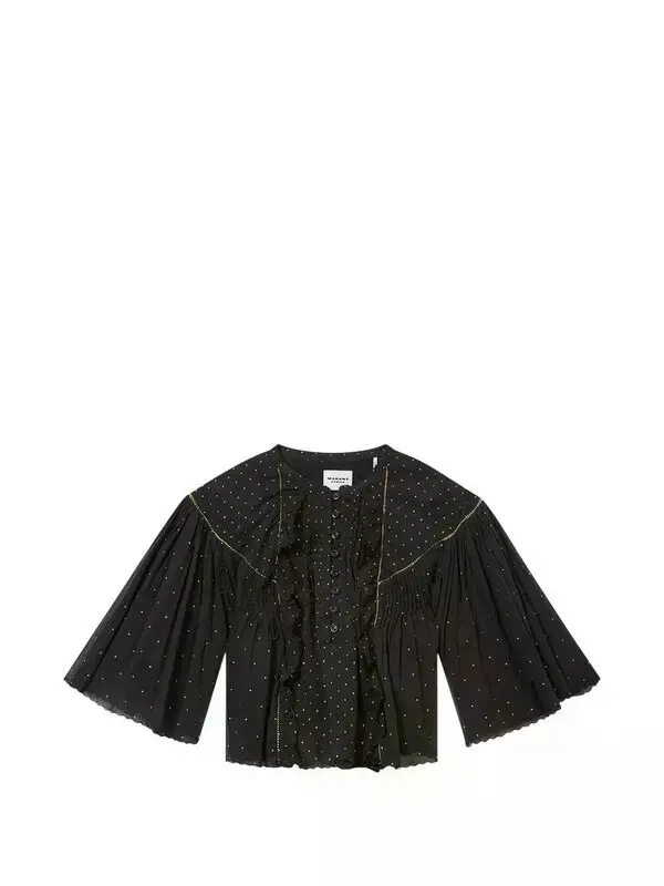 MARANT ETOILE Veenia Ruffled Dotted Blouse - Black
