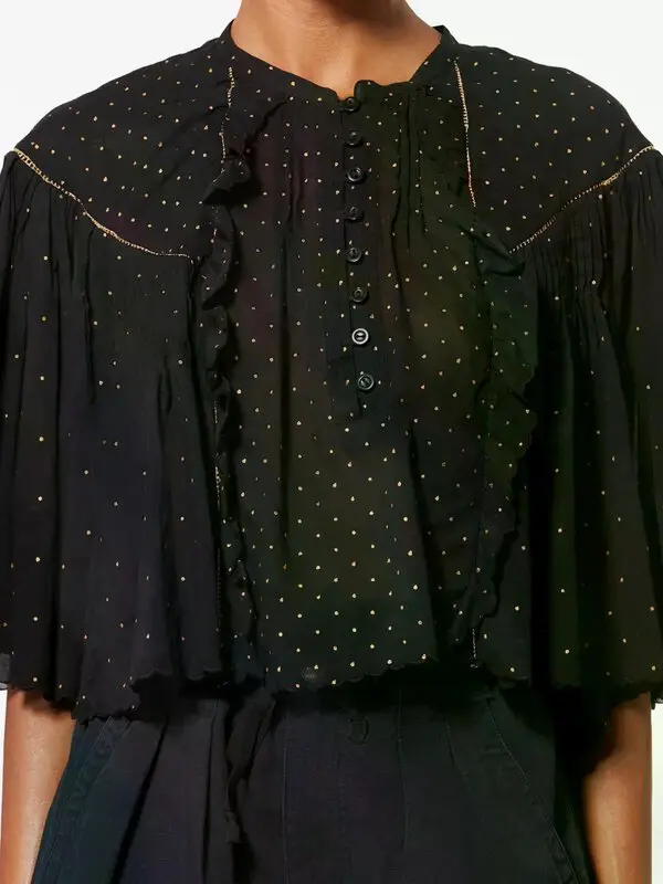 MARANT ETOILE Veenia Dotted Ruffled Blouse