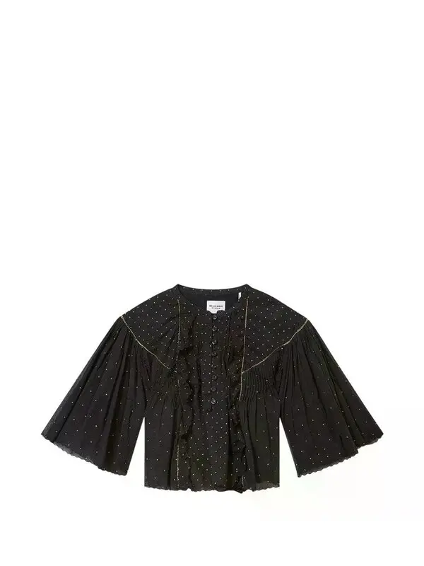 MARANT ETOILE Veenia Dotted Ruffled Blouse - Black