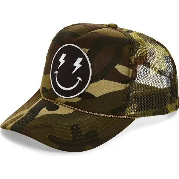 LOCAL BEACH Bolt Smiley Face Trucker Hat - Camo
