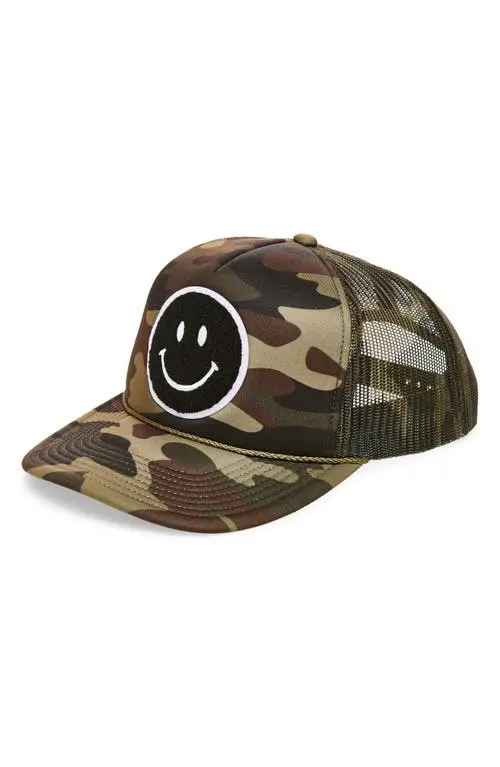 LOCAL BEACH Smiley Patch Trucker Hat - Camo