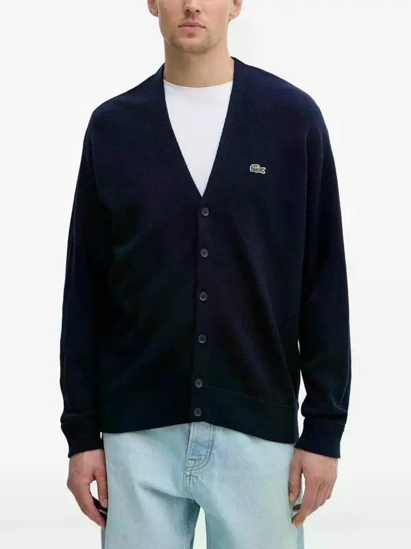 Lacoste Button-front Cardigan With Crocodile Embroidery